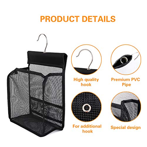 FishMM Hanging Mesh Shower Caddy College with Hooks, Bath Baskets Organizer Storage for College Dorm Rooms, Gym, Swimming and Travel