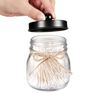 Amolliar 4pcs& 4pcs Black Mason Jar Bathroom Accessories Set -2 Lotion Soap Dispenser &2 Qtip Holder(Regular Mouth) &2 Cotton Swab Holder (Wide Mouth)&2 Toothbrush Holder-Rustic Farmhouse Decor