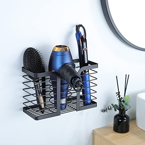 YIGII Hair Dryer Holder - Hair Tool Organizer 3-in-1 Blow Dryer Holder Adjustable Height, Bathroom Organizer Wall Mounted/Cabinet Door for Hair Dryers, Flat Irons, Curling Irons, Hair Straighteners