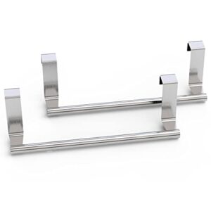 towel rack for cabinet, strong steel kitchen over cabinet towel bar holder, 9" wide - 2 pack