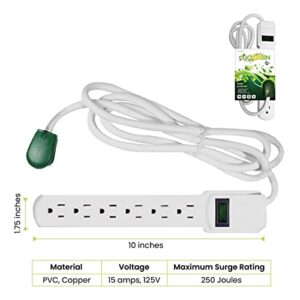 Go Green Power GG-16106MS Surge Protector, 6 FT, White, 6 FT & Command Poster Strips, Damage Free Hanging Poster Hangers, 64 White Command Adhesive Strips