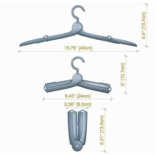 Fineget Travel Hangers Foldable Collapsible Plastic Hangers Portable Non Slip Clothes Hangers for Laundry Car Camping Grey Hangers Quick Drying 2 Pcs