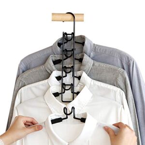 esthesia hangers 2 pack 5 in 1 multi layer hangers non-slip eva foam padded heavy duty thick hanger closet storage detachable hanger for suit coat shirt skirt t-shirt pants(space saver)