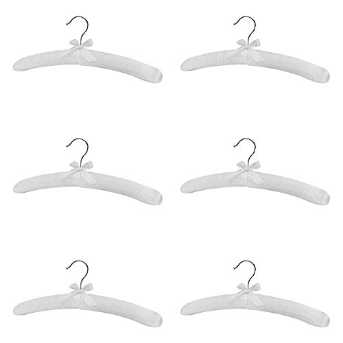 DBM IMPORTS 6 Pcs Smooth Satin Padded Hangers White 15" L for Dress Lingerie Bridal Cloth Hanging