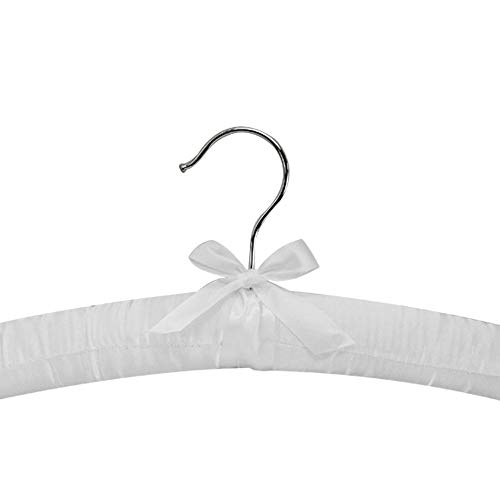 DBM IMPORTS 6 Pcs Smooth Satin Padded Hangers White 15" L for Dress Lingerie Bridal Cloth Hanging