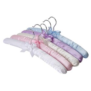 5pcs clothing hangers, felt hangers bride hanger padded hangers wedding dress hanger anti slip fabric hangers satin hangers for sweaters dresses weddings lingerie, random color