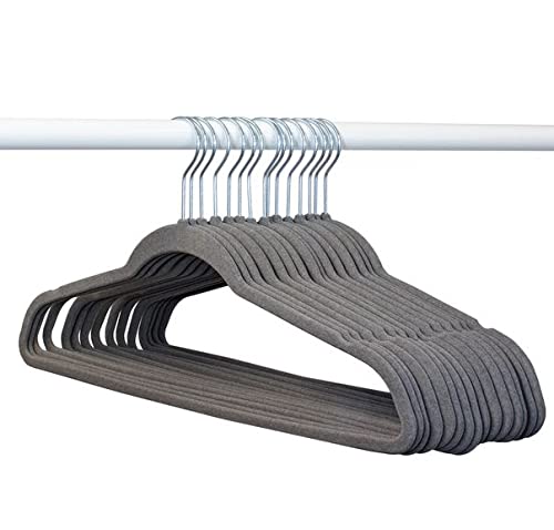 Member Mark Elite Quality Velvet Hangers - 50 Pack (Heather Grey)