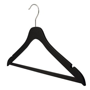 NAHANCO SL70817WB20 17" Slim Line Space Saving Wooden Suit Hanger with Pant Bar (Pack of 20) Black Rubberized