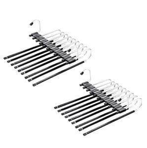 difenlun trouser rack,2 pack,5 layer multifunctional trouser rack,space-saving stainless steel,non-slip design,suitable for pants skirt scarf,magic hangers(black)