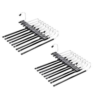 DIFENLUN Trouser Rack,2 Pack,5 Layer Multifunctional Trouser Rack,Space-Saving Stainless Steel,Non-Slip Design,Suitable for Pants Skirt Scarf,Magic Hangers(Black)