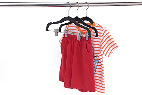 Quality Kids Children's Plastic Non Velvet Non-Flocked Thin Compact Shirt and Skirt/Pant Bundle Coat Hangers with Metal Clips for Skirts Pants Blouses 360° Swivel Hook, Jacket, Shirt, Pants,