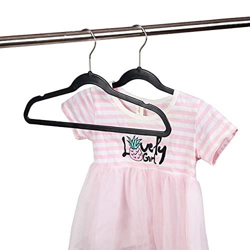 Quality Kids Children's Plastic Non Velvet Non-Flocked Thin Compact Shirt and Skirt/Pant Bundle Coat Hangers with Metal Clips for Skirts Pants Blouses 360° Swivel Hook, Jacket, Shirt, Pants,