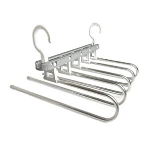 5 Tier Multi-Functional Space Saving Pants Hangers for Hanging Pants, Scarfs, Belts, Shirts, Etc. (Multiple Colors) (Grey)