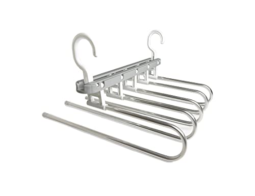 5 Tier Multi-Functional Space Saving Pants Hangers for Hanging Pants, Scarfs, Belts, Shirts, Etc. (Multiple Colors) (Grey)