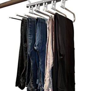 5 Tier Multi-Functional Space Saving Pants Hangers for Hanging Pants, Scarfs, Belts, Shirts, Etc. (Multiple Colors) (Grey)