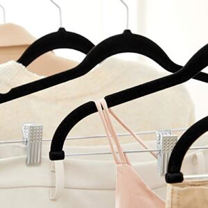 SONGMICS Pants Hangers Bundle, 2 Sets of 30-Pack Velvet Hangers with Adjustable Clips, Non-Slip, Space-Saving for Pants, Skirts, Coats, Dresses, Tank Tops, White and Black UCRF012W02 and UCRF12B30