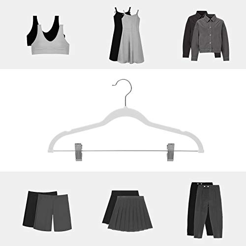 SONGMICS Pants Hangers Bundle, 2 Sets of 30-Pack Velvet Hangers with Adjustable Clips, Non-Slip, Space-Saving for Pants, Skirts, Coats, Dresses, Tank Tops, White and Black UCRF012W02 and UCRF12B30