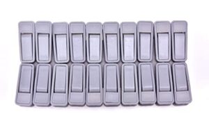 100 quality plastic finger clips for hangers, pants hanger clips, strong pinch grip clips for use with slim-line clothes hangers, clips for velvet or non-velvet hangers (gray, 100)