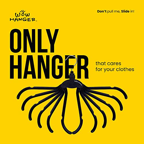 The Wow Hanger, 3 Different Hangers in One! Fit for All Types of Clothing. Adjustable, Easy, Black, (Pack of 5)