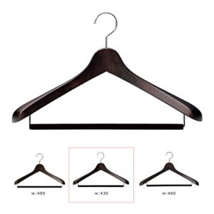 NAKATA HANGER:Made in Japan Wooden Men's Suit Hangers (5 Pieces) with a Felt bar Smoked Brown SET-01(w:430)