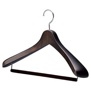 NAKATA HANGER:Made in Japan Wooden Men's Suit Hangers (5 Pieces) with a Felt bar Smoked Brown SET-01(w:430)