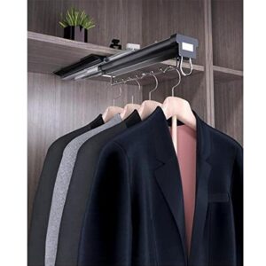 Retractable Closet Clothes Rod Pull-Out Closet Rail Adjustable Wardrobe Clothing Rack Organizer Heavy Duty Valet Rod 36cm 46cm Black & White ( Size : 36cm black )