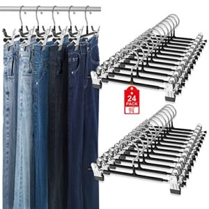 2Pack 105L Extra Large Storage Bags + 24 Pack Pants Hangers with Clips Adjustable Skirt Hangers for Women Closet Organizer College Dorm Room Essentials