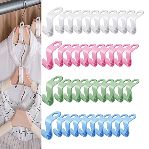 UtySty 40 Pack Clothes Hanger Connector Hook for Closet Space Saving Hooks Cascading Wardrobe Connecting Buckle Coat Organizer Rack Holder Multi Layer Extender Clip Saver