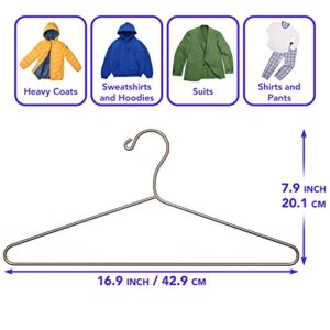 USTECH Strong Metal Clothes Hanger Set | Heavy Duty Coat, Pant, and Suit Standard Hangers | Keep Your Clothes Organized and Wrinkle-Free | Pack of 48