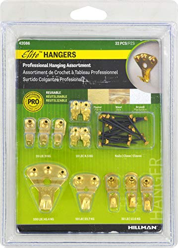 Hillman 42086 Elite Picture Hanging, Brass, 5 Piece