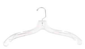 nahanco 500ww plastic shirt/dress hanger with swivel chrome hook with washer, heavy weight, 17", clear (pack of 100)