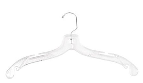 NAHANCO 500WW Plastic Shirt/Dress Hanger with Swivel Chrome Hook with Washer, Heavy Weight, 17", Clear (Pack of 100)