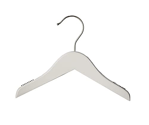 NAHANCO 10" Wooden Baby/Infant Hangers, Low Gloss White- 25/CTN.