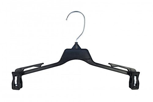 NAHANCO 8212 Plastic Hangers, Intimate Apparel with Clips, 12", Black (Pack of 200)