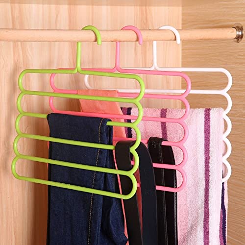 Multifunction Trousers Hanger, Anti-Slip Pants Hangers, Plastic Space Saving Clothes Hanger, Household Trousers Scarf Storage Storage Rack(White)