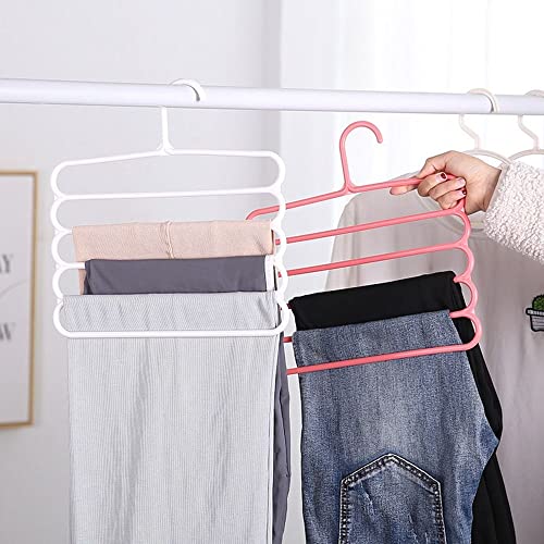 Multifunction Trousers Hanger, Anti-Slip Pants Hangers, Plastic Space Saving Clothes Hanger, Household Trousers Scarf Storage Storage Rack(White)