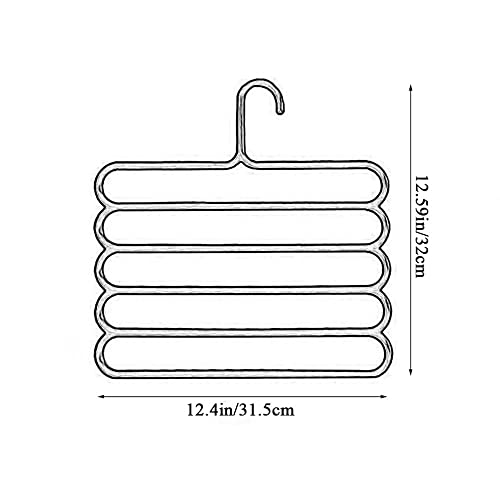 Multifunction Trousers Hanger, Anti-Slip Pants Hangers, Plastic Space Saving Clothes Hanger, Household Trousers Scarf Storage Storage Rack(White)