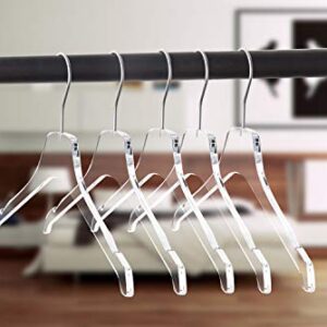 NAHANCO 9001750HU Equinox Premium Acrylic Shirt Hanger with Brushed Chrome Hook, 17", Clear (Pack of 12)