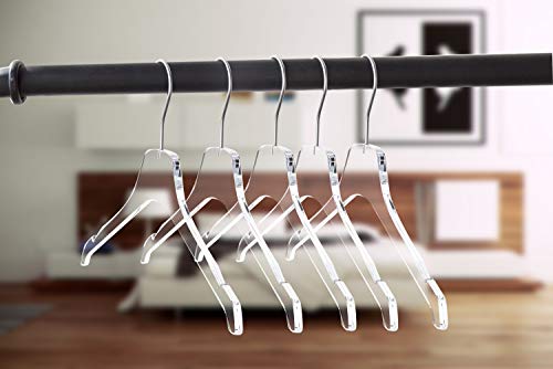 NAHANCO 9001750HU Equinox Premium Acrylic Shirt Hanger with Brushed Chrome Hook, 17", Clear (Pack of 12)