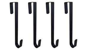 ifavor123 pack of 4 black metal 12 inches in length over-the-door closet door hanger hooks, indoor outdoor wreath hangers multi-purpose home décor hanger