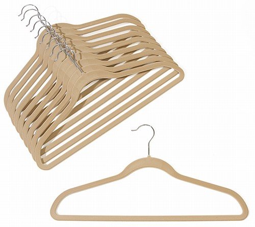 Ultra-Slim Velvet Shirt/Pant Hangers - Set of 100 - Camel