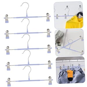 Alipis 5pcs Double Clip Skirt Pants Hanger Multifunctional Pants Rack Trousers Rack Trousers Rack Household Trousers Rack Trousers Rack No Trace Stainless Steel Blue Coat Hanger