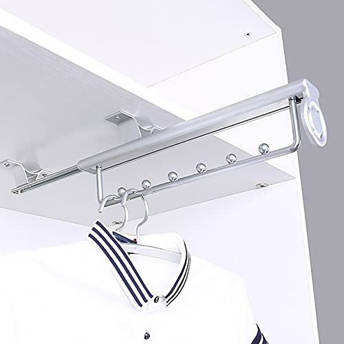 ZYFA Heavy Duty Retractable Pull Out Pants Rack Adjustable Closet Rod, Extendable Wardrobe Rail Tube Valet Rod Clothing Mount Wardrobe Hanger for Hanging Clothes,Top Mount, 35cm