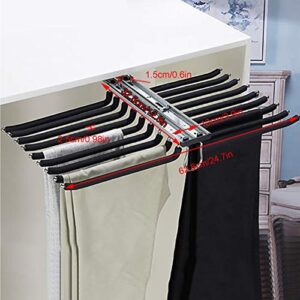 KDDFN Pull-Out Trousers Rack Drawer,Pants Hangers,Multi Functional Pants Rack,Space Saving,Easy Installation,Non-Slip,Can Store 18 Pairs of Pants (Black)