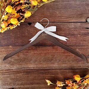 yean bow knot wedding hangers classic wood color bride dress hanger groom suit hanger engraved bridal gown hanger for women and men (bride (pack of 1)