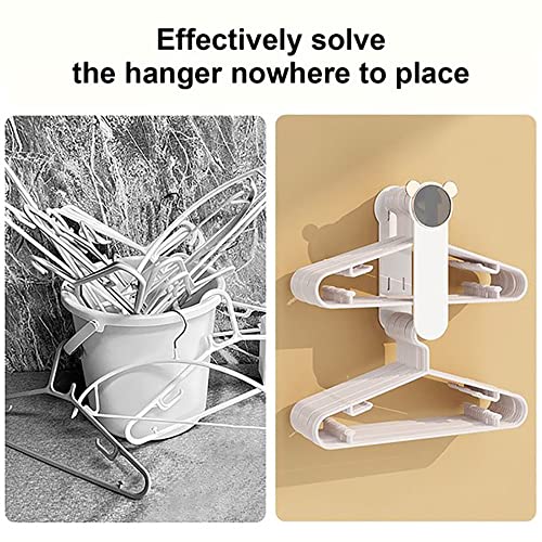 Hanger Organizer, Stretchable Hangers Storage Organizer Holder, Wall Mounted Hanger Organizer, Space Saving Clothes Hanger Storage Rack for Home, Closet, Laundry Room (White)