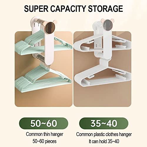 Hanger Organizer, Stretchable Hangers Storage Organizer Holder, Wall Mounted Hanger Organizer, Space Saving Clothes Hanger Storage Rack for Home, Closet, Laundry Room (White)