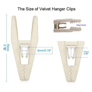 Ivory Velvet Standard Hanger (Pack of 50) with Velvet Hanger Clips Beige(Pack of 6)-Heavyduty No.Slip No.Hanger Marks-Premium Soft Velvet for Hangers and Clips