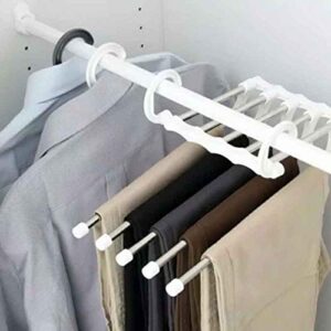 MXIAOXIA Newest 5 in 1 Pant Rack Multifunction Shelves Stainless Steel Multi-Functional Wardrobe Magic Trouser Hangers (Color : OneColor)