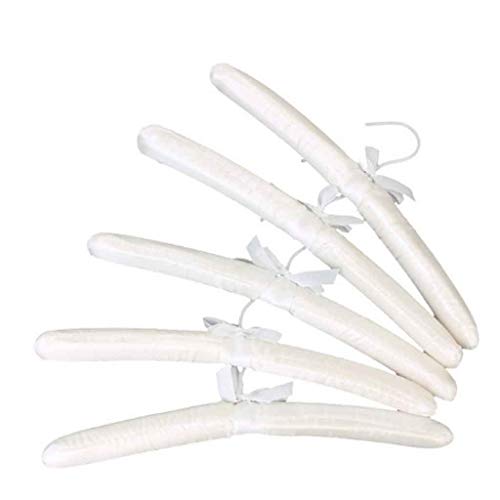 MXIAOXIA 5 X White Satin Padded Clothes Hook HangerBeautiful and Easy to Use Tie Clip for Home Closet Storage